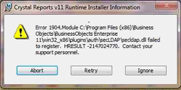 Crystal Reports Runtime 크리스탈 리포트 런타임 설치 에러 1904 :: Jasmin Time