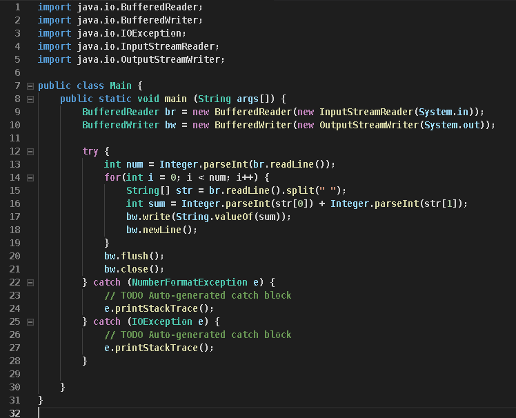 알고리즘 단계별로 풀어보기 : BOJ-15552(빠른A+B)