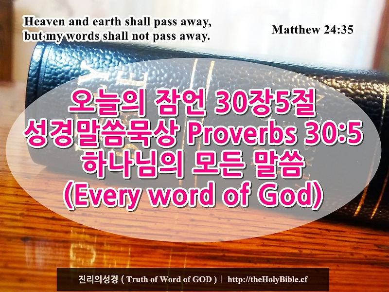 오늘의 잠언 30장5절 성경말씀묵상 (잠Proverbs30:5) – 하나님의 모든 말씀(Every word of God)