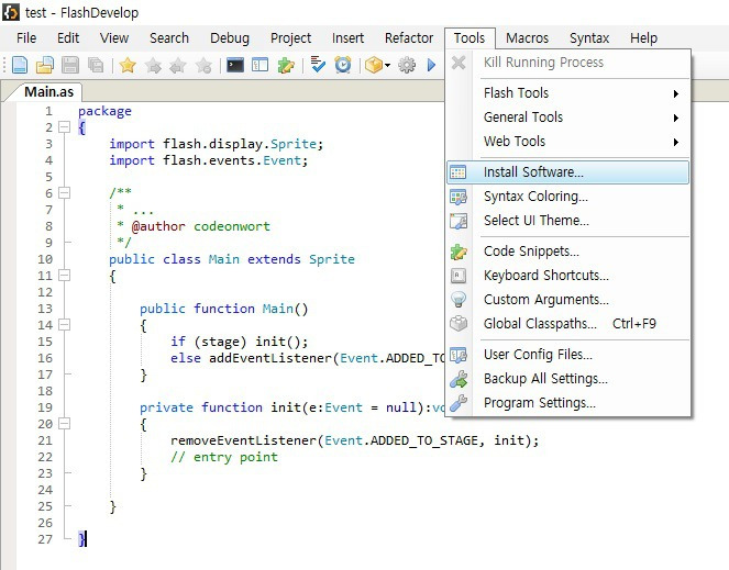 FlashDevelop에 새 플래시 플레이어 추가하기