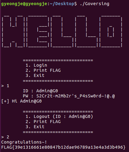 [Codegate 2017] Goversing