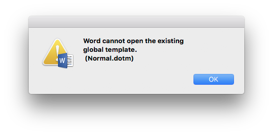 Mac - How to solve MS Word Error about Normal.dotm