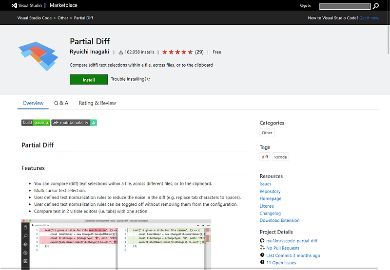 VSCode - Partial Diff Extension