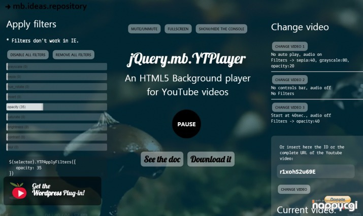 [해피CGI][cgimall] Jquery.mb.YTPlayer - 웹페이지 배경에 유투브 동영상 재생