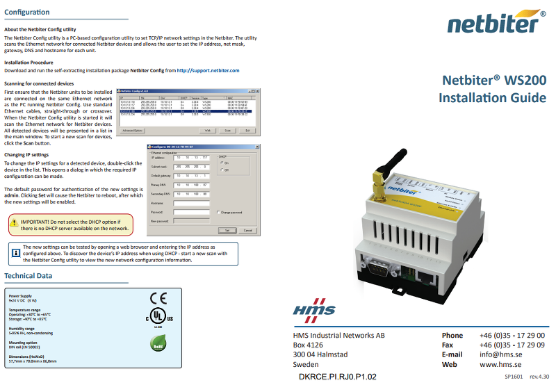 댄포스 Danfoss netbiter WS200 설치설명서 수리문의 구매문의 제품메뉴얼 1522-7409
