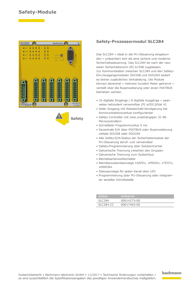 bachmann Satety-Prozessormodul SLC284 수리문의 구매문의 제품메뉴얼 사용자설명서 1522-7409