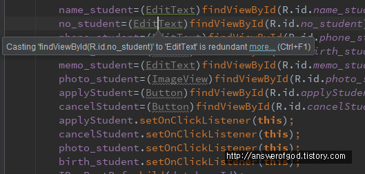Casting 'findViewById is redundant