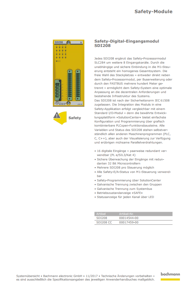 Safety-Digital-Eingangsmodul SDI208 수리문의 구매문의 제품메뉴얼 사용자설명서 1522-7409