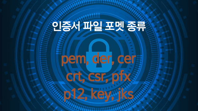 인증서 파일 포맷 종류 pem, der, cer, crt, csr, pfx, p12, key, jks