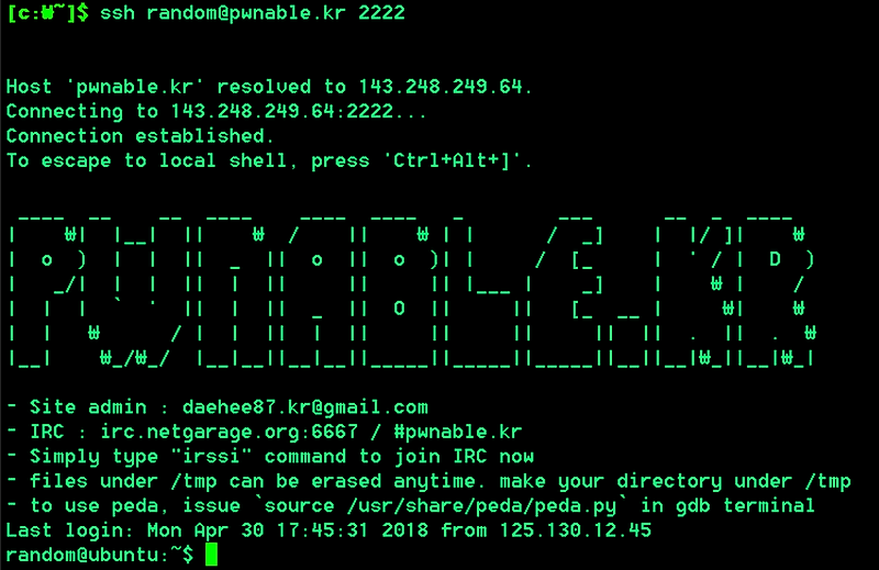 [War Game] pwnable.kr random