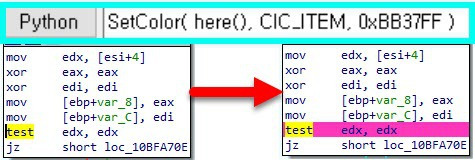 IDA SetColor (색상 입히기) - 7.4이후로는 set_color
