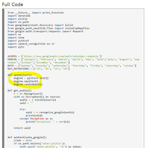 [Tech With Tim] Python Voice Assistant Tutorial #7 - Speaking Events (With Pyttsx3)