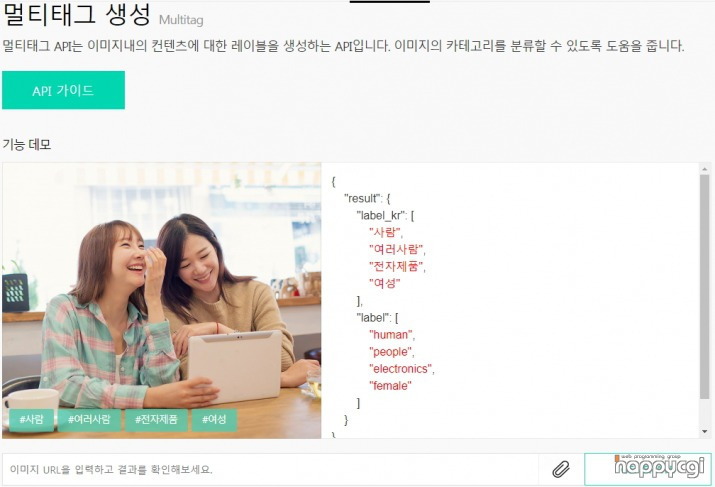 [해피CGI][cgimall] Kakao 비전 API - 이미지분석 멀티태그 생성 (해쉬태그)