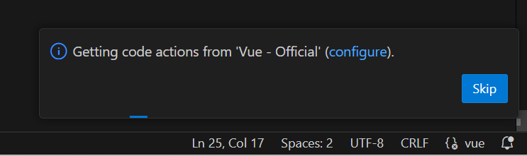 비주얼 스튜디오 코드 Getting Code Actions From Vue Official Configure 이