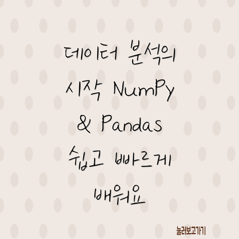 파이썬으로 데이터 분석을 위한 Numpy와 Pandas 완벽 가이드