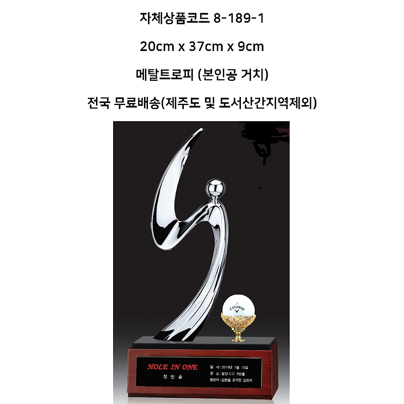 골프 홀인원 싱글 우승 고급 메탈 트로피 패 상패 애니통 골프트로피 상패근조기명패판촉물상장케이스근조기 상품 정보