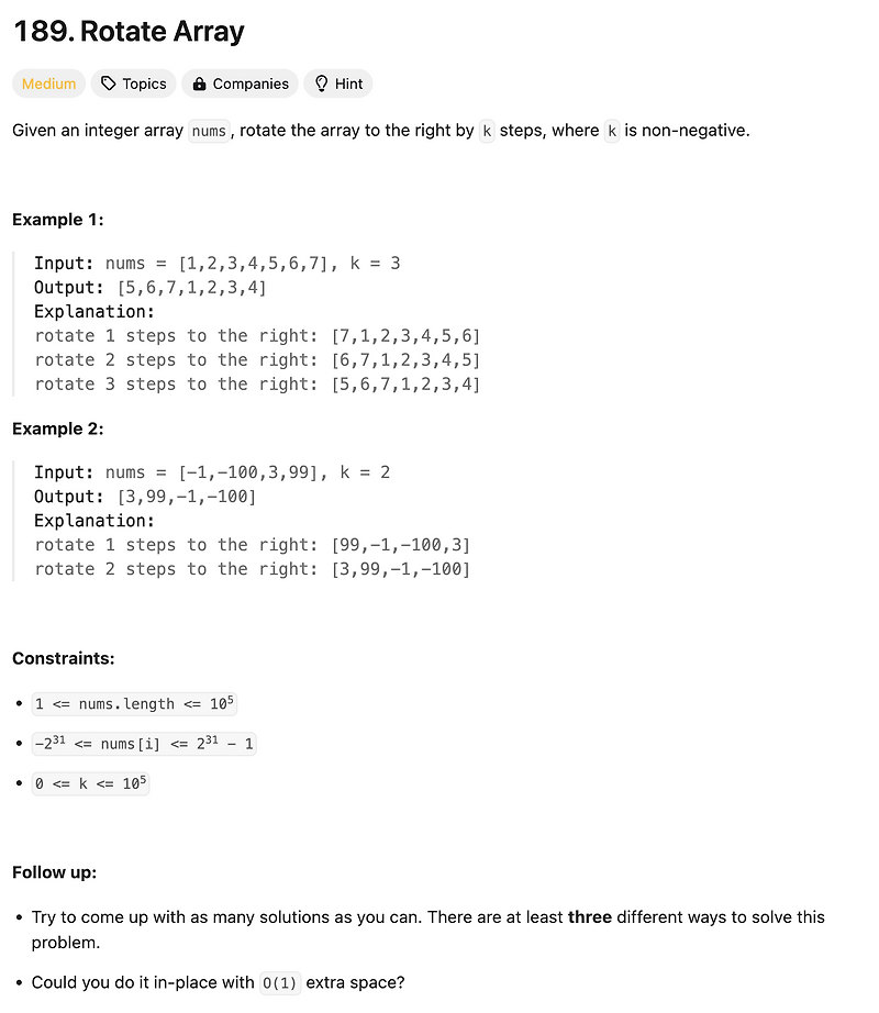 Leetcode 06rotate Array 두 번 뒤집으면 똑같아진다 찬이파