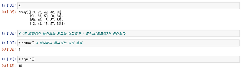 Python Numpy Array 최대 최소값 구하기 Argmax Argmin