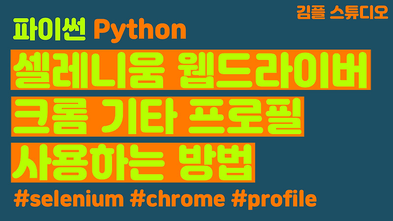 파이썬python 셀레니움selenium 크롬 기타 프로필 사용 방법
