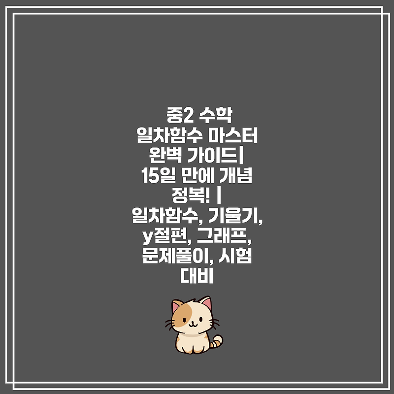 중2 수학 일차함수 마스터 완벽 가이드 15일 만에 개념 정복 일차함수 기울기 Y절편 그래프 문제풀이 시험 대비