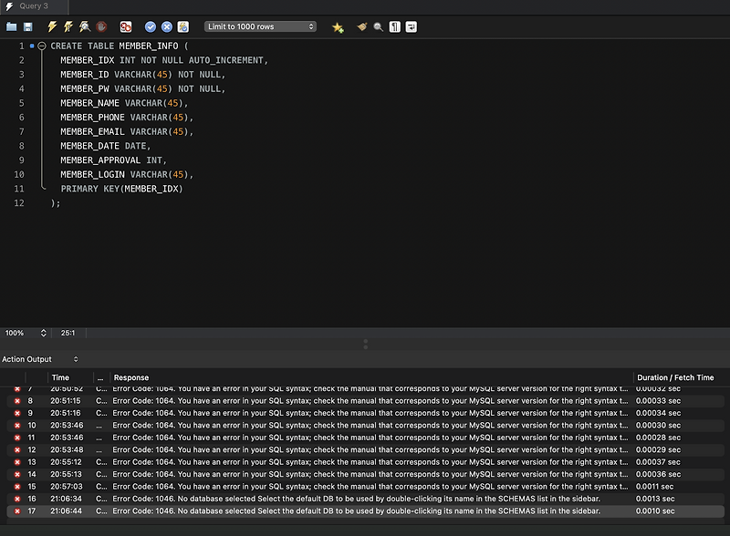 Mysql Error Code 1046 No Database Selected Select The Default Db To Be Used By Double