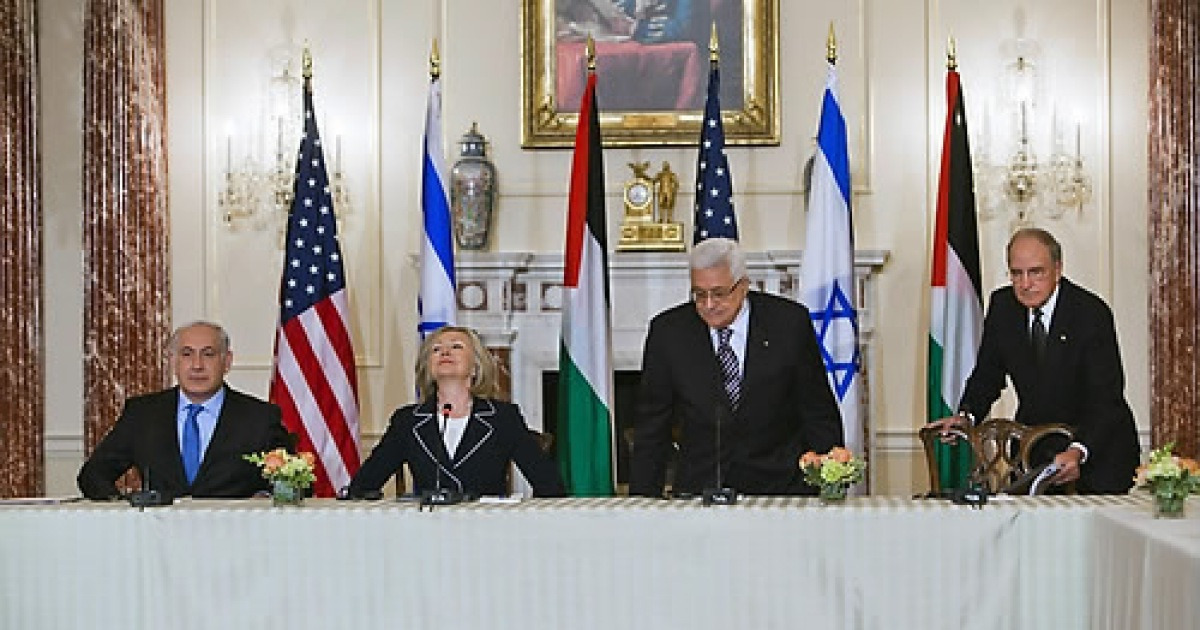 USA POLITICS SECRETARY CLINTON MEETS NETANYAHU ABBAS MITCHELL