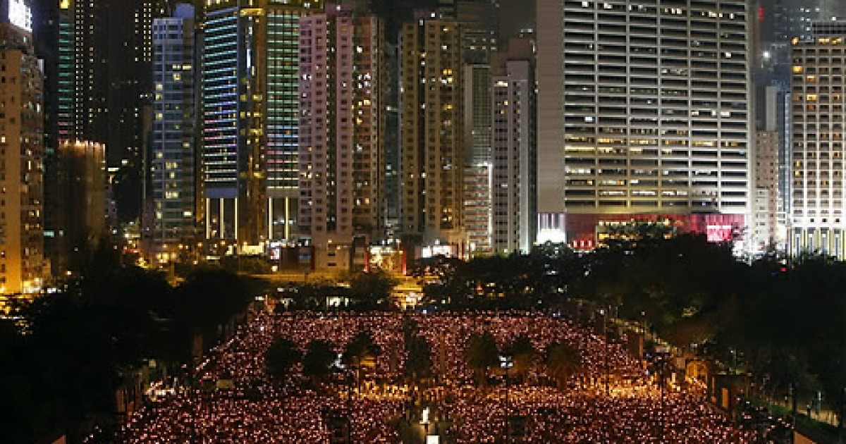CHINA HONG KONG JUNE 4TH 1989 TIANANMEN SQUARE MASSACRE VIGIL