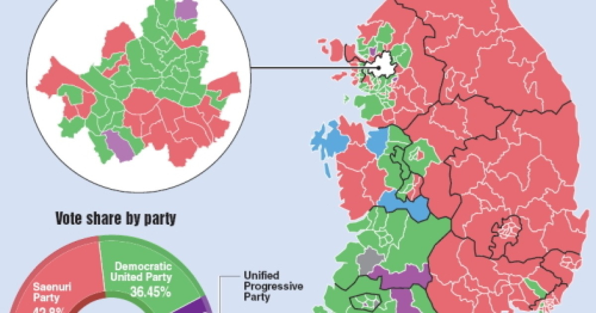 19th National Assembly election results map