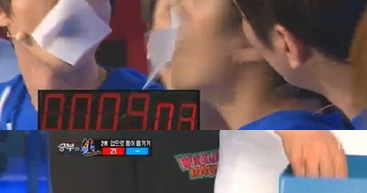 '승부의신' 신화 vs 2PM, 입으로 종이 옮기기 14년차의 저력 '신화 승'