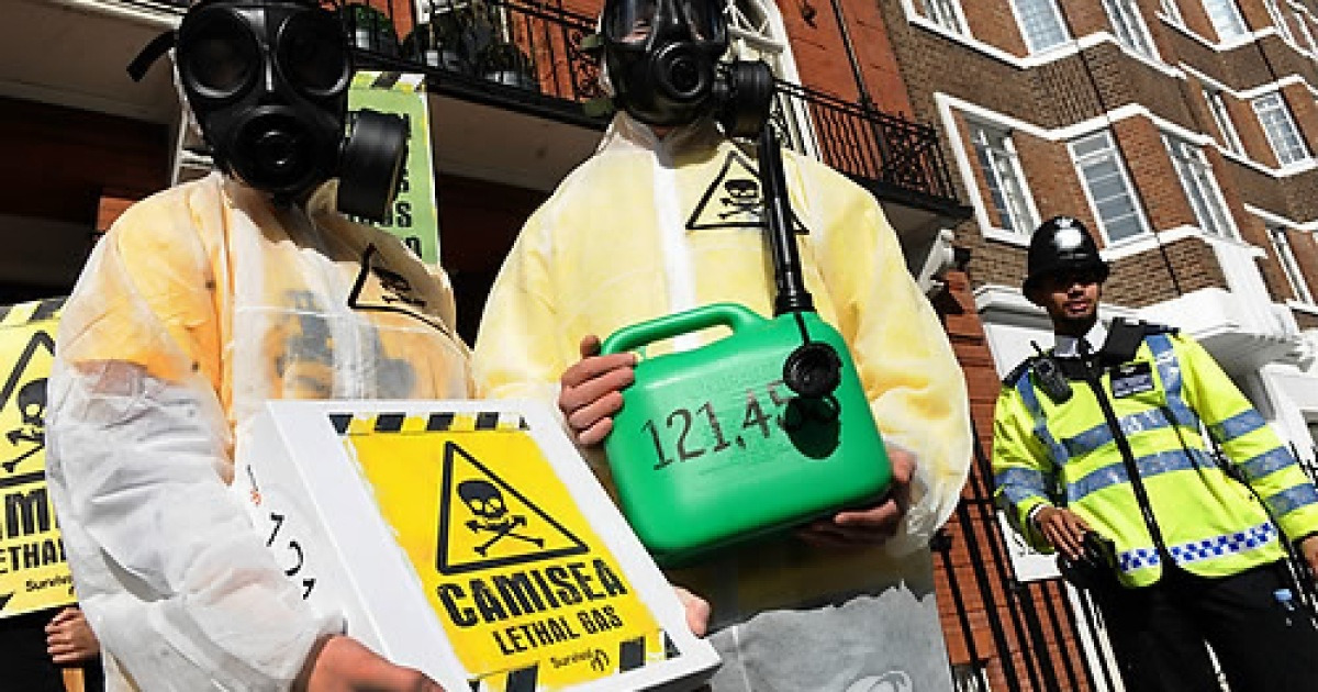 BRITAIN AMZAON GAS PROTESTS