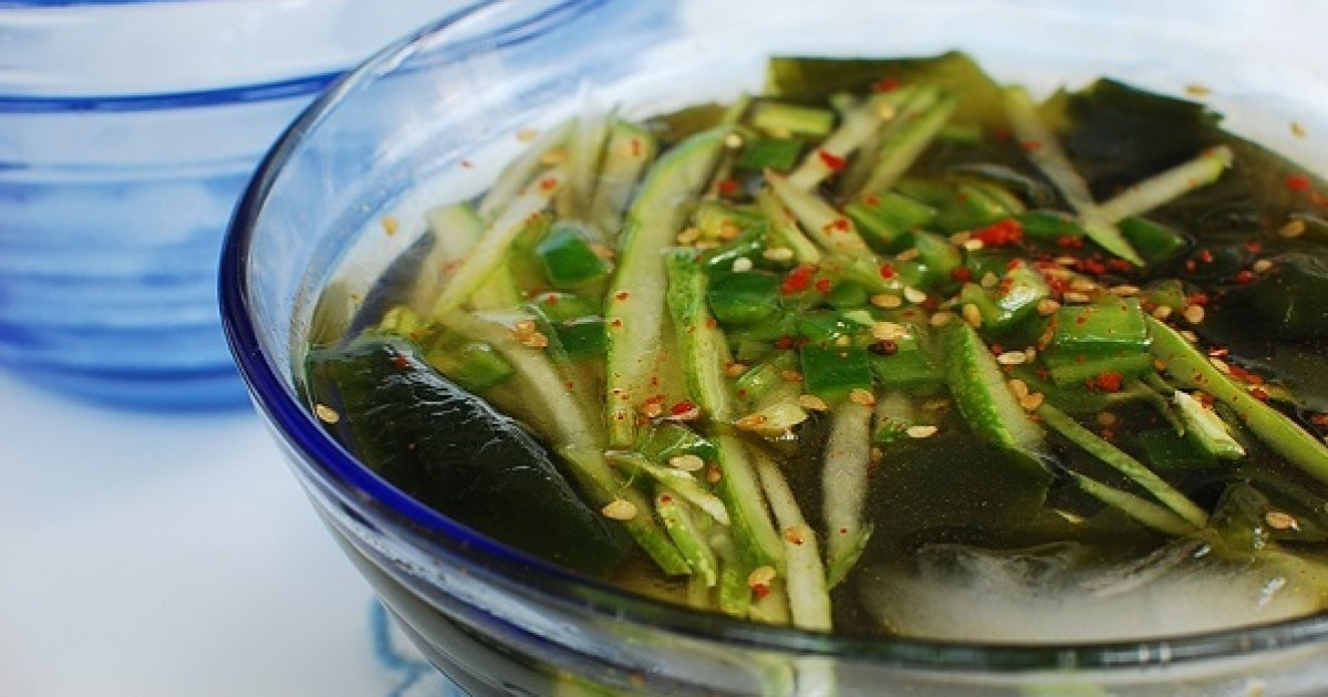 Oi naengguk, (Chilled cucumber soup)