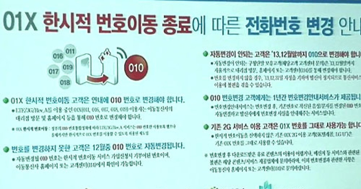 오늘부터 '01X' → 010으로 통합..2G 가입자는?