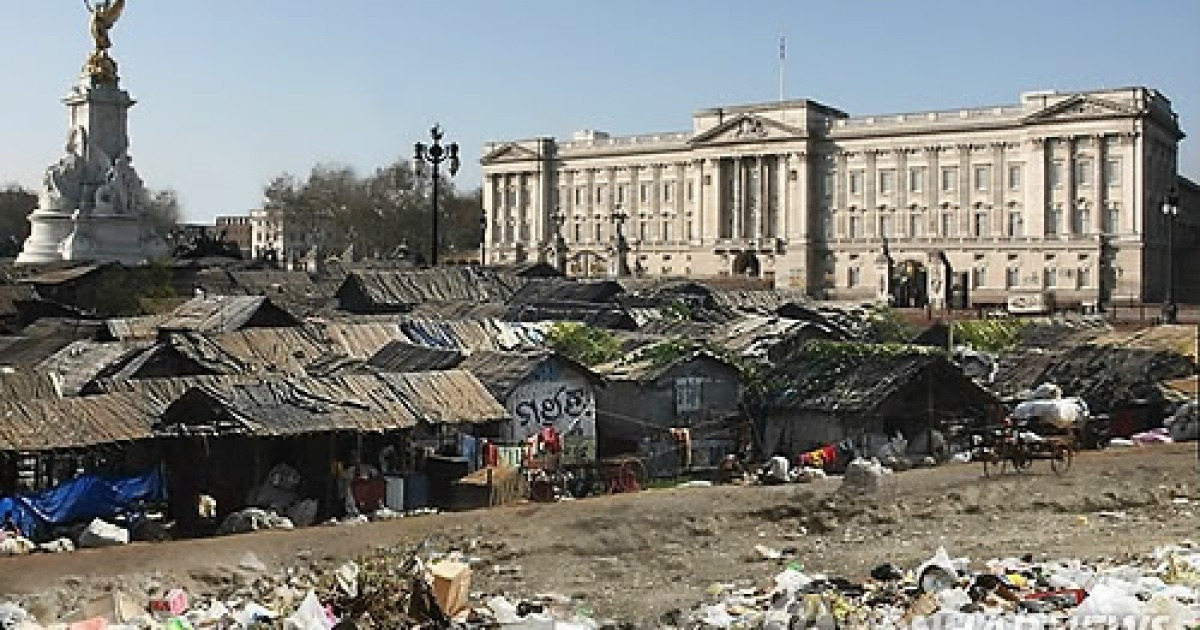 BRITAIN LANDMARKS IN SLUMS AND RUBBISH