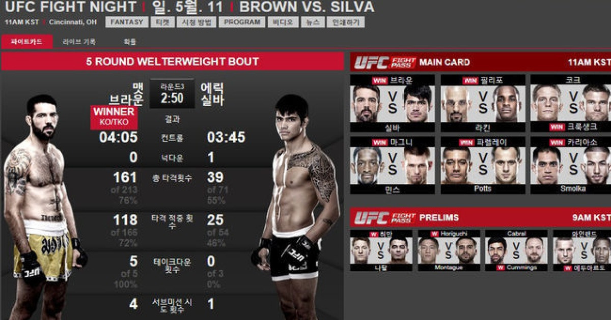 'UFC 40' 맷 브라운, 에릭 실바 상대로 TKO승