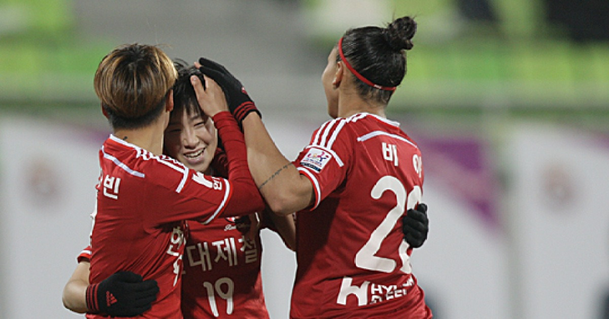 '챔피언' 현대제철, KSPO와 무승무..1호 골은 여민지