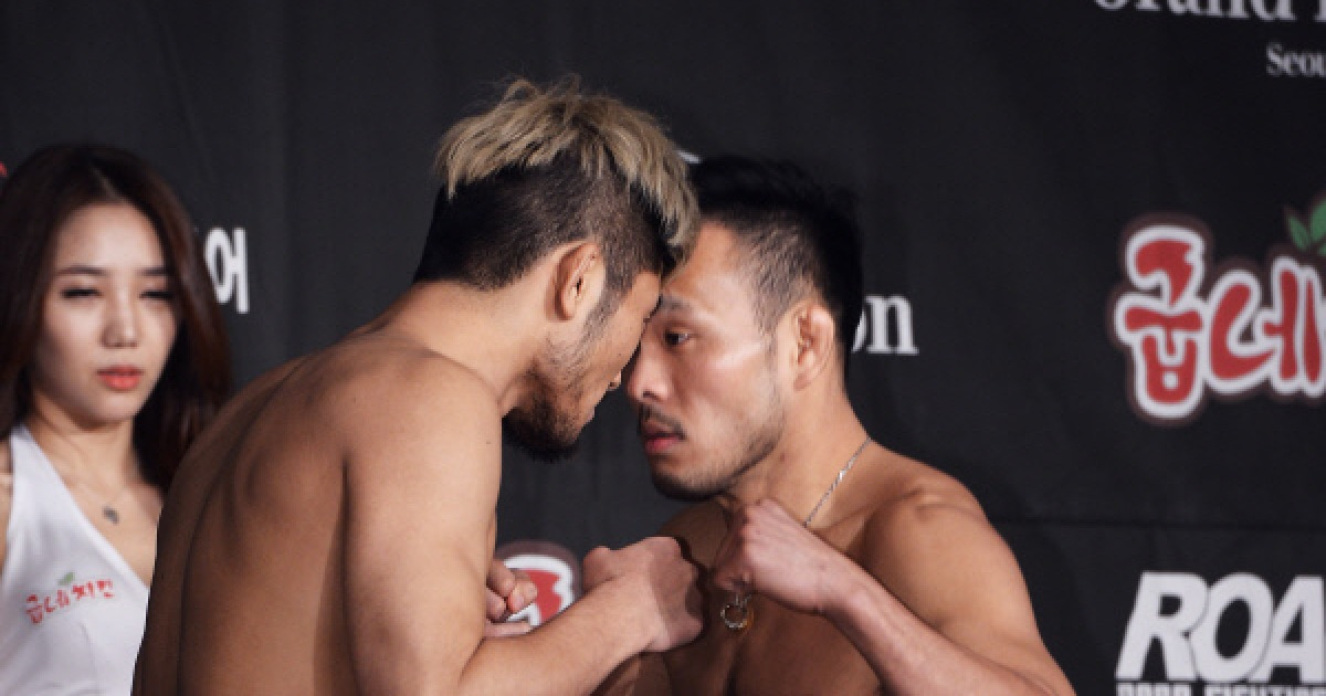 [SK포토]'로드FC 022 계체량' 권아솔-이광희, 치열한 접전 예상