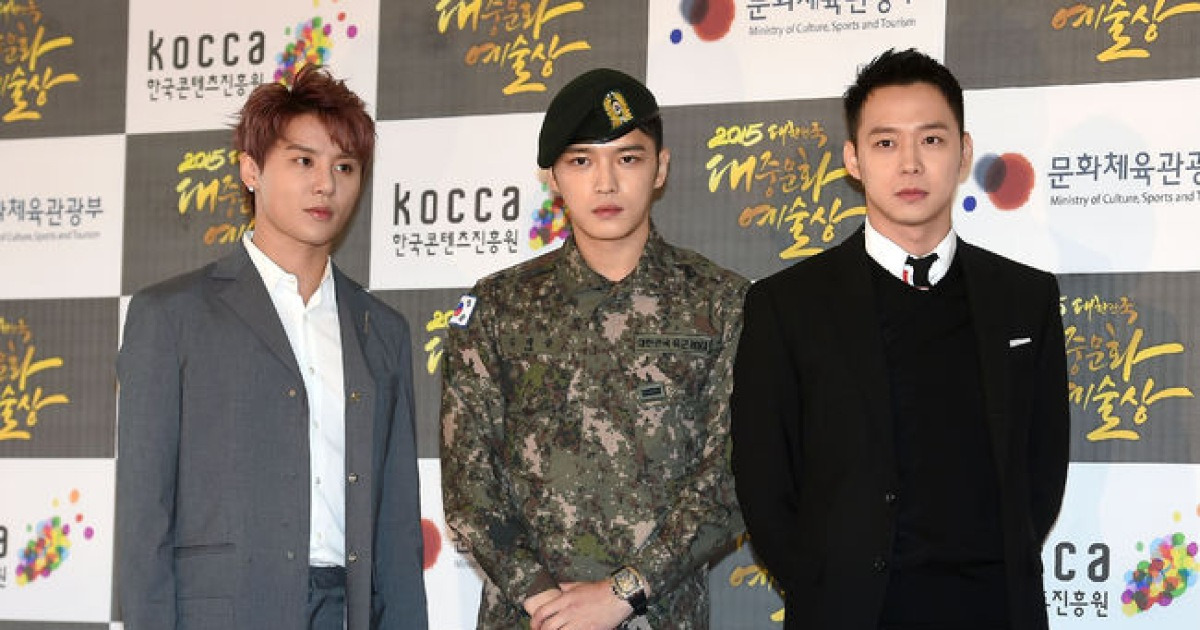 [사진]'완전체' JYJ,'군복무중에 나선 공식석상'