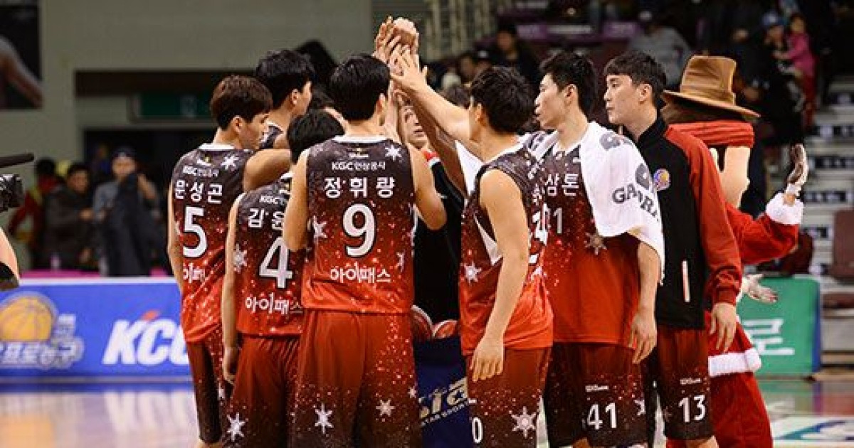 [ST포토]안양 KGC 선수단, 오늘 경기의 주인공