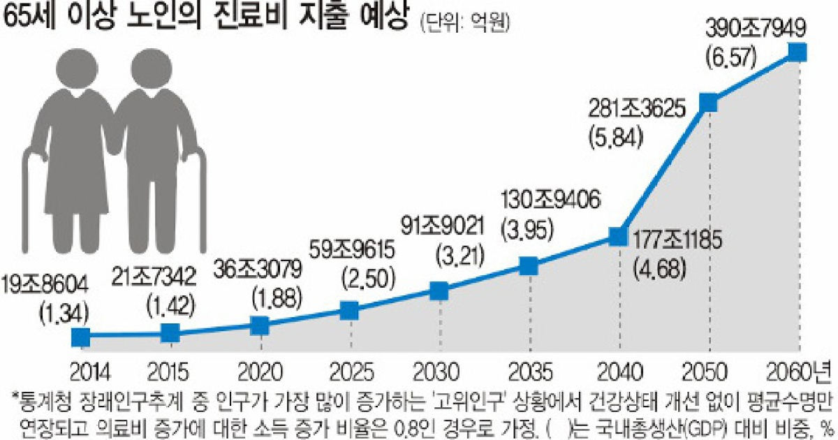 2060년 노인 의료비 최대 20배 늘어난다
