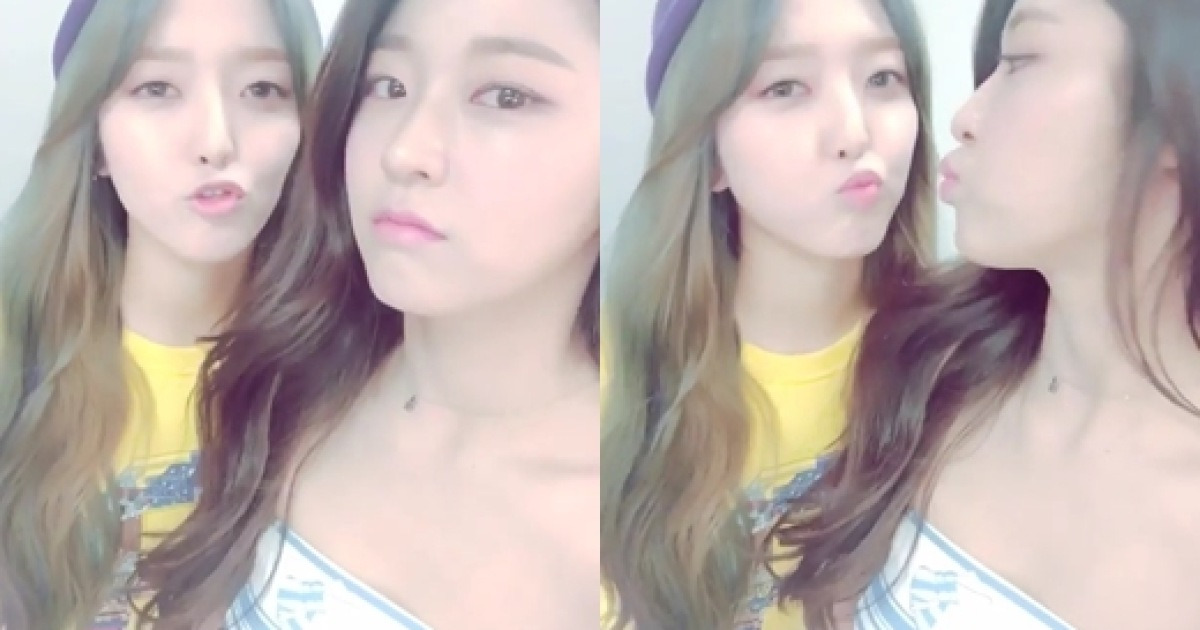 AOA 설현·찬미, 남심 애태우는 '깜찍 뽀뽀'