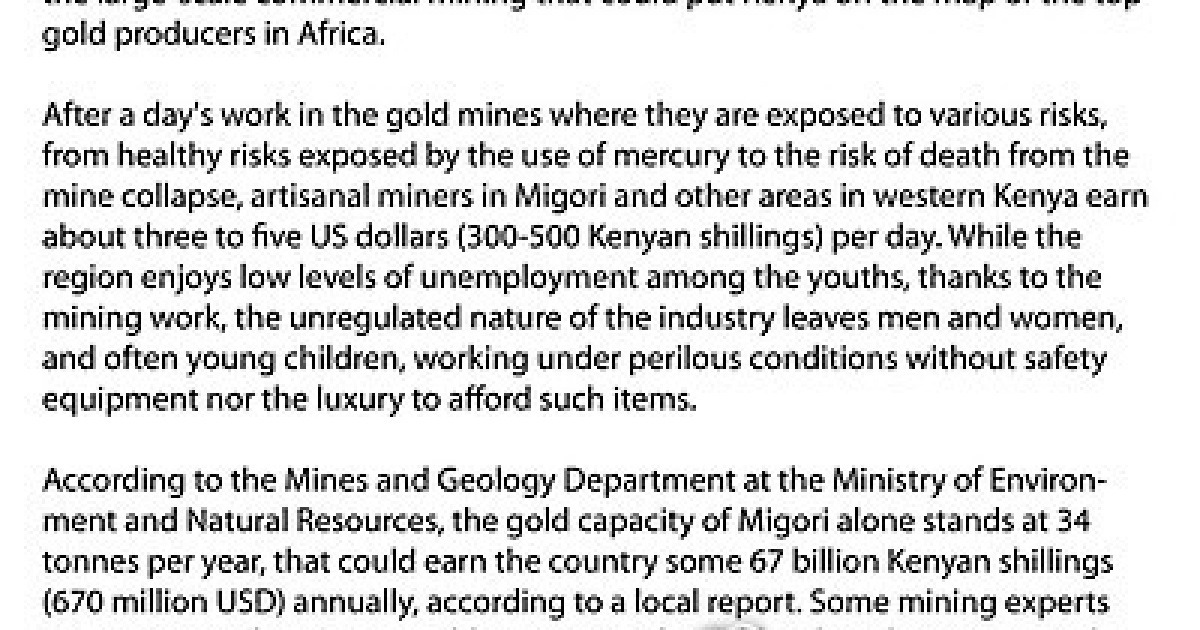 KENYA FEATURE PACKAGE GOLD MINING
