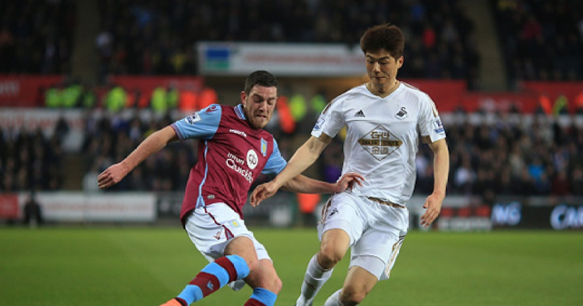 [EPL 31R] '기성용 45분' 스완지, 빌라에 1-0 승..'15위로 도약'