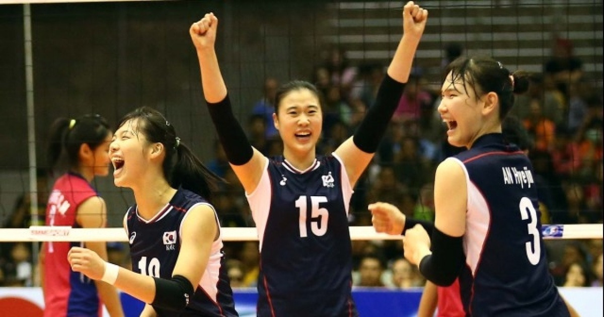 한국 U19 女배구, 기뻐하는 선수들.