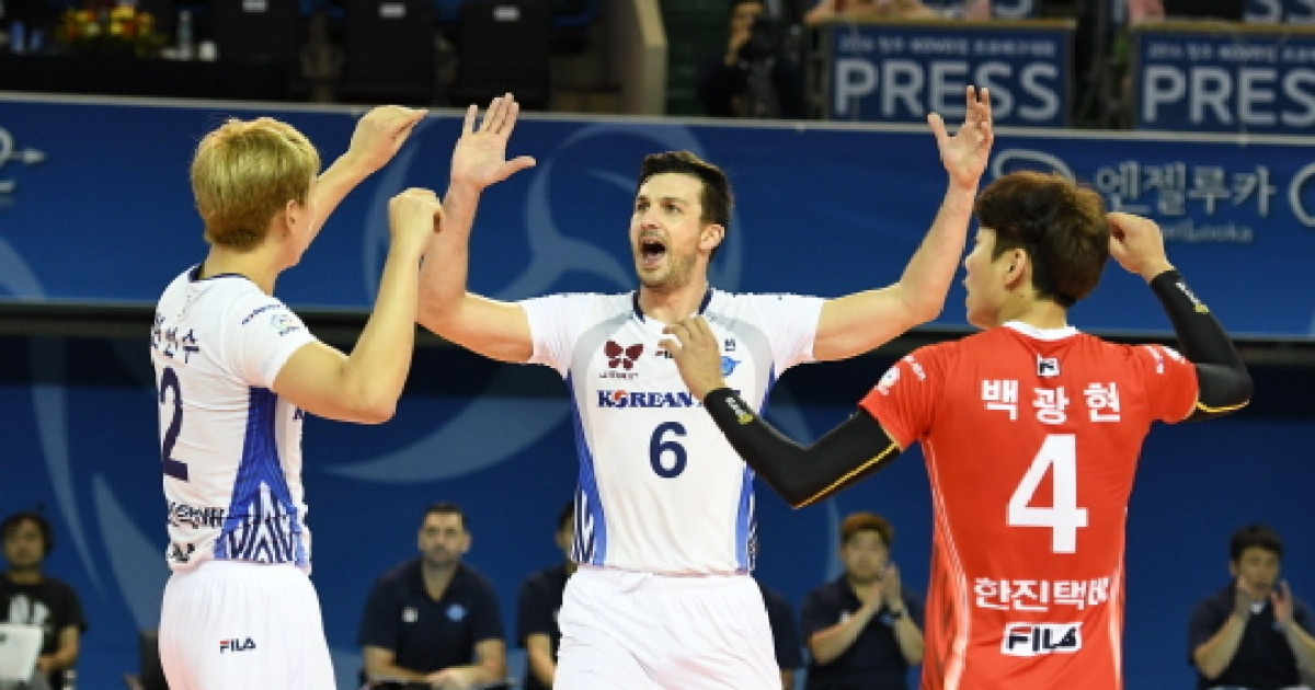 '가스파리니 18점' 대한항공, 신협상무 꺾고 KOVO컵 첫 승