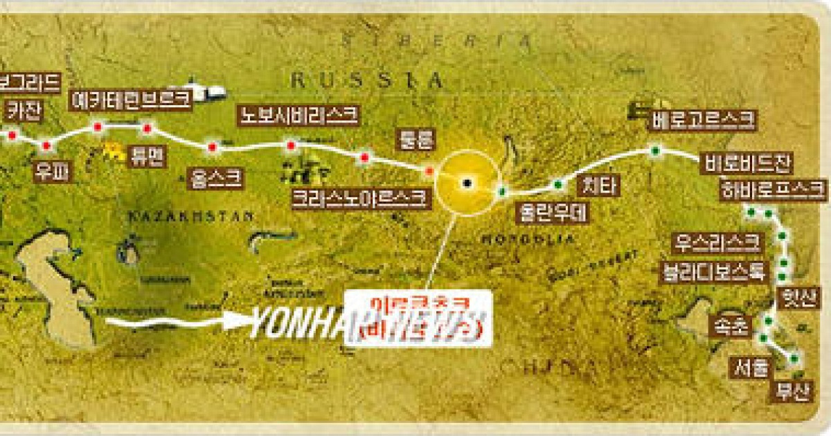 한.러 유라시아대장정 코스도