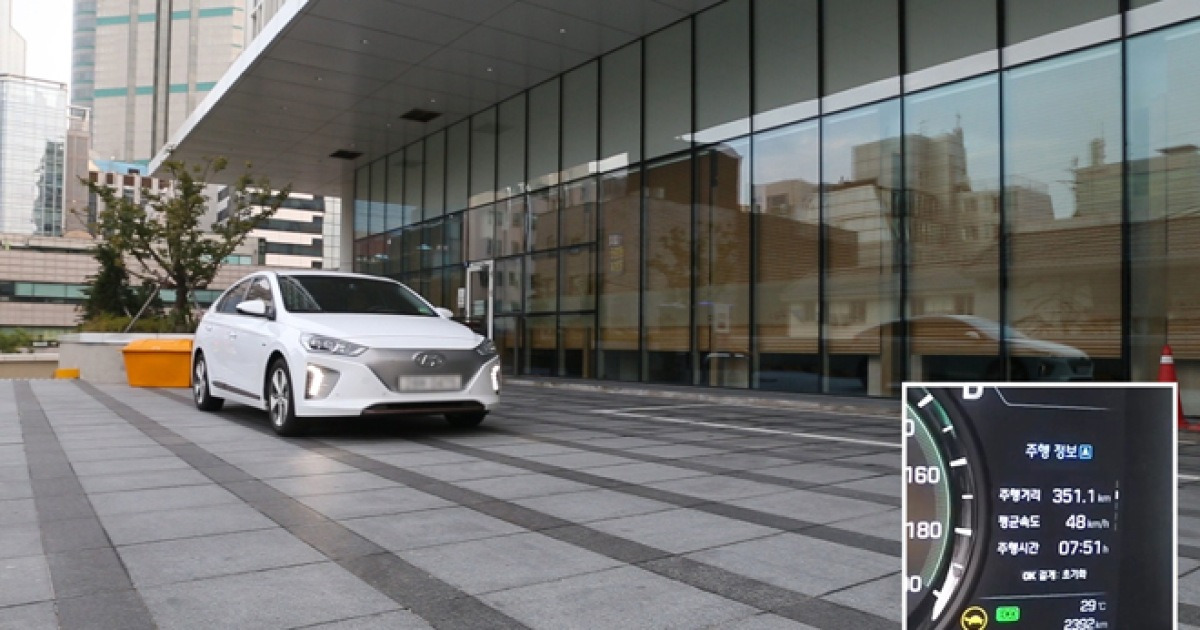 현대 아이오닉 EV, 1회 충전으로 도심 주행 거리 351km기록