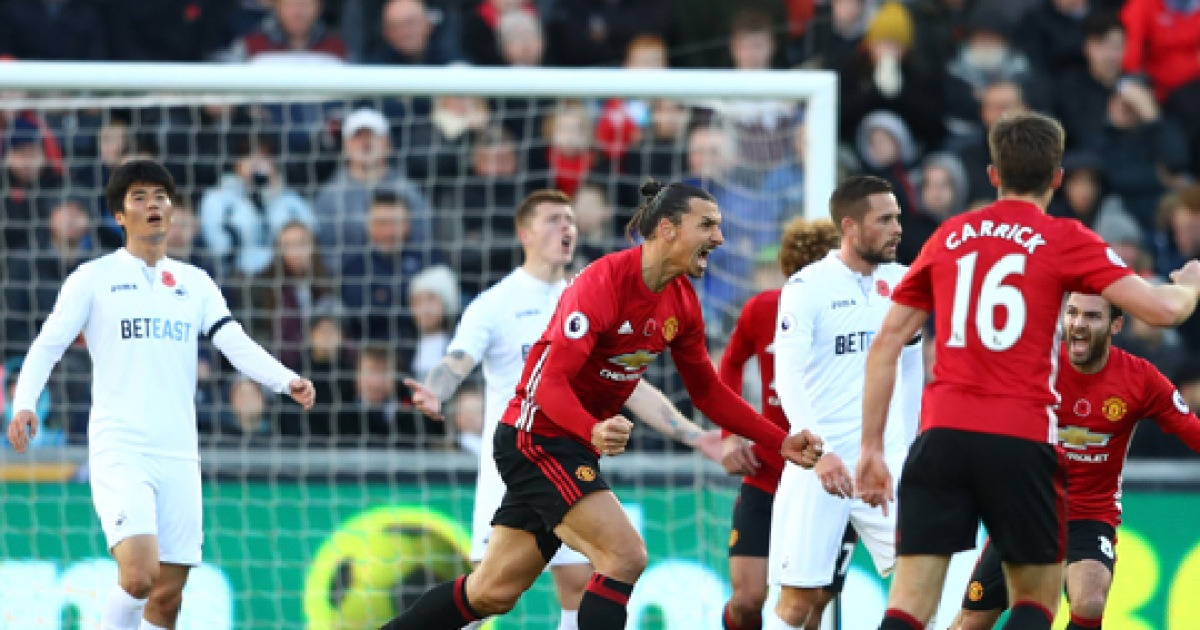 [EPL 11R] '즐라탄 2골' 맨유, 스완지에 3-1 승 .. 기성용 풀타임