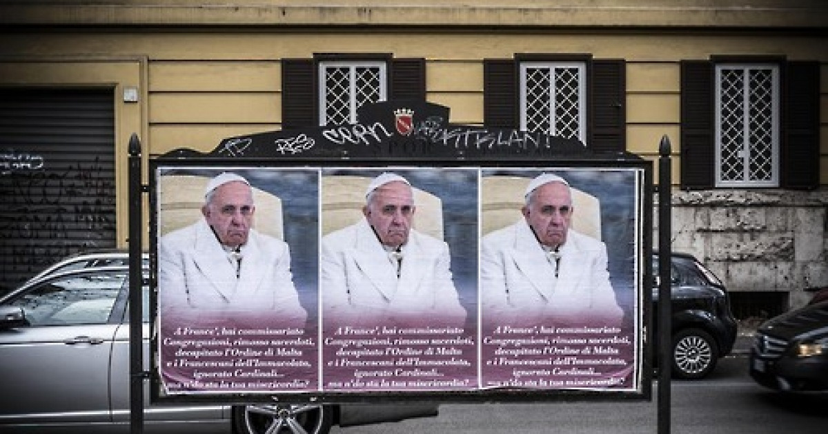 ITALY ANTI POPE PLACARD