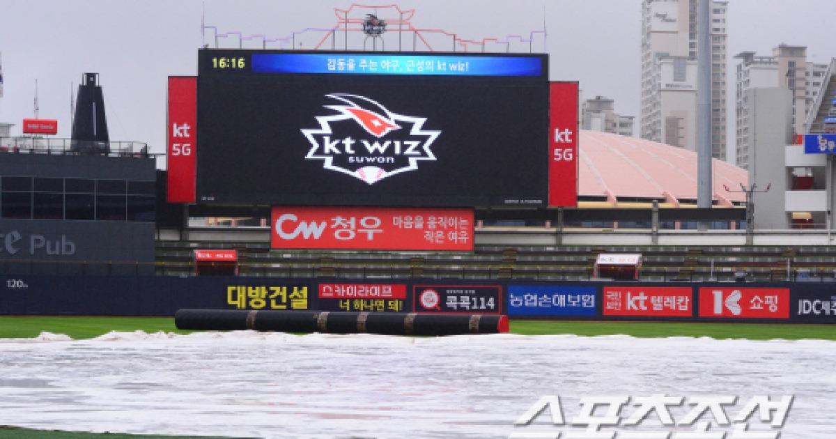 [포토] 10일 수원에서 열리는 kt-KIA 경기 우천 순연