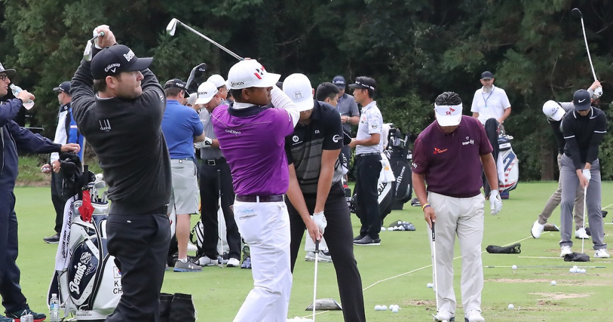 제주에서 몸푸는 PGA CJ컵 참가 선수들